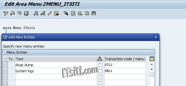 Steps to Create and Copy SAP Area Menu